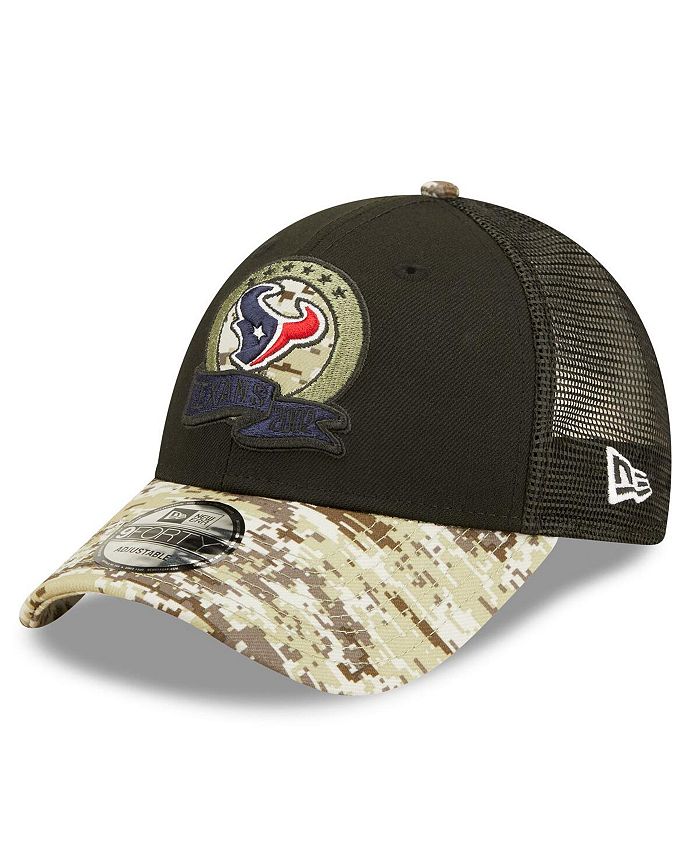 New Era Men's Black, Camo Houston Texans 2022 Salute To Service 9FORTY Snapback Trucker Hat - Macy's