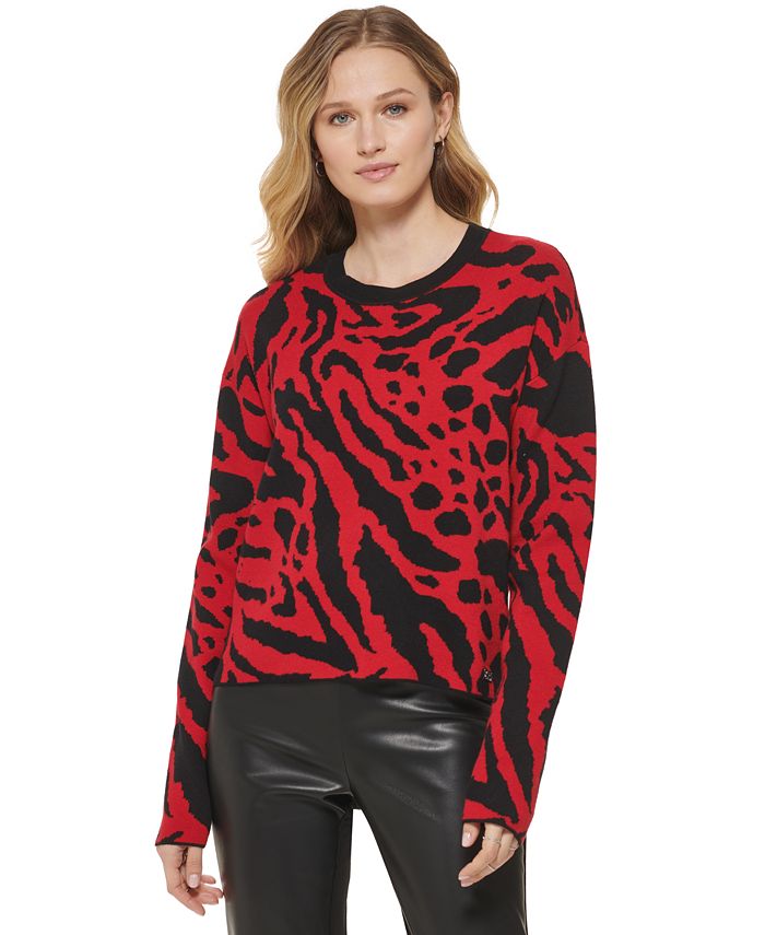 DKNY Women's Animal-Print Dropped-Shoulder Top - Macy's