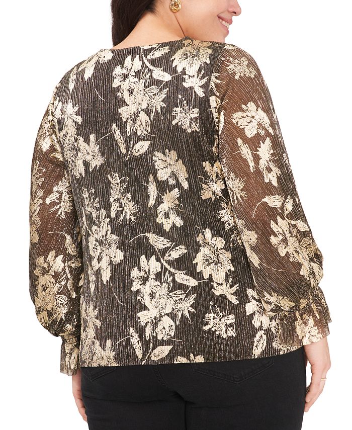 Vince Camuto Plus Size Metallic-Threaded Smocked Top - Macy's
