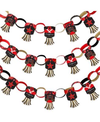 Red Carpet Hollywood - 90 Chain Links & 30 Tassels Paper Chains Garland ...