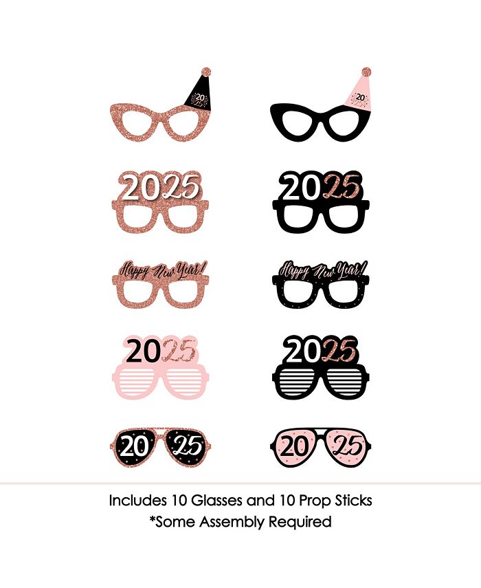 Big Dot of Happiness Rose Gold Happy New Year Glasses - Paper 2024 ...
