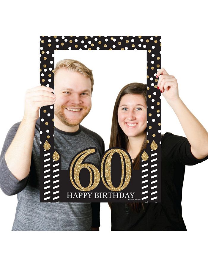 Big Dot of Happiness Adult 60th Birthday - Gold - Party Selfie Photo ...