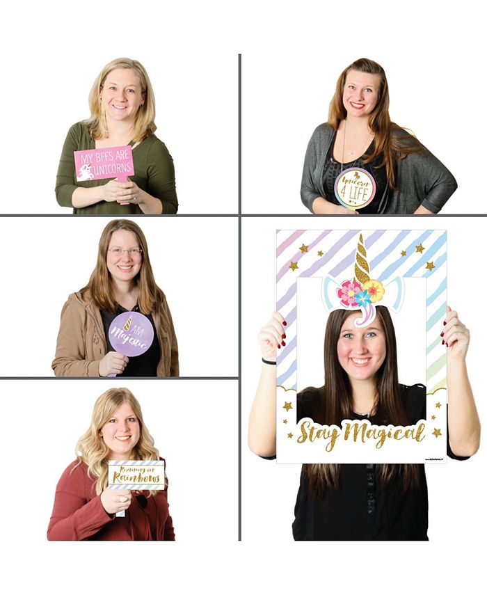 Big Dot of Happiness Rainbow Unicorn Magical Birthday Party Selfie ...