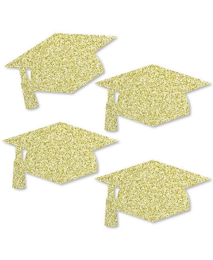 Big Dot of Happiness Gold Glitter Grad Cap - No-Mess Real Gold Glitter ...