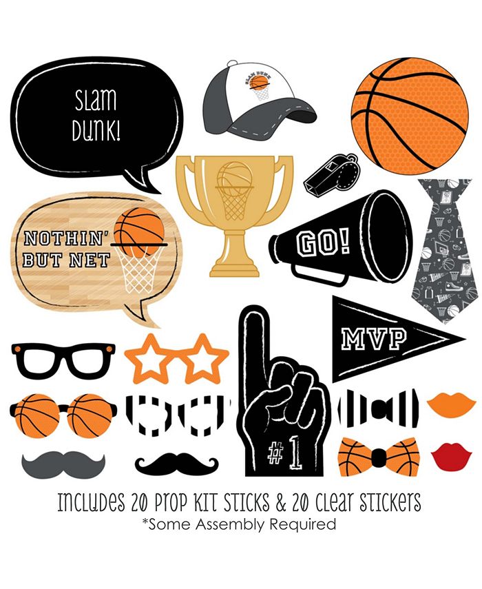 Big Dot of Happiness Nothin' but Net - Basketball Photo Booth Props Kit ...