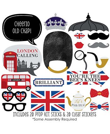 Big Dot of Happiness London - British Photo Booth Props Kit - 20 Count ...