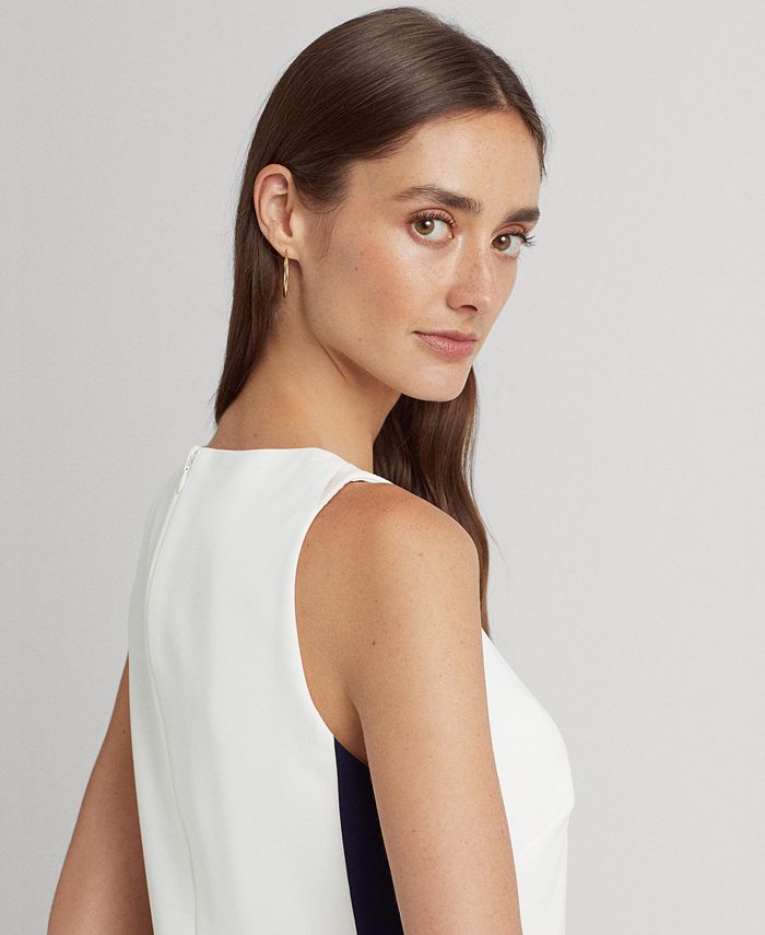 Lauren Ralph Lauren Women's Two-Tone Crepe Shift Dress - Macy's