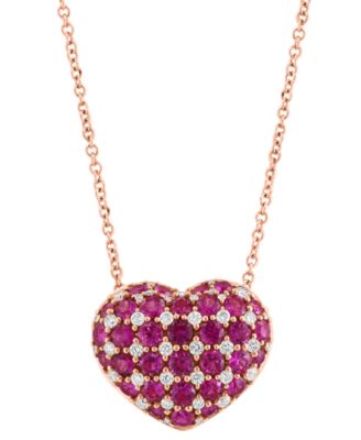 EFFY® Ruby (1-7/8 ct. t.w.) & Diamond (1/3 ct. t.w.) Heart Pendant ...