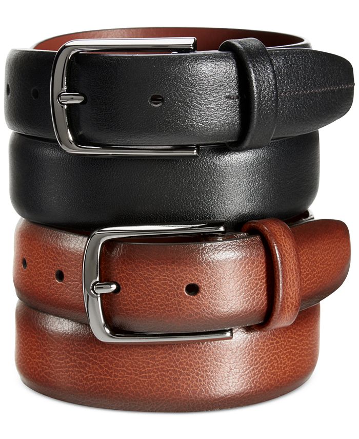 Perry Ellis Portfolio Men's Park Avenue Leather Belt - Macy's