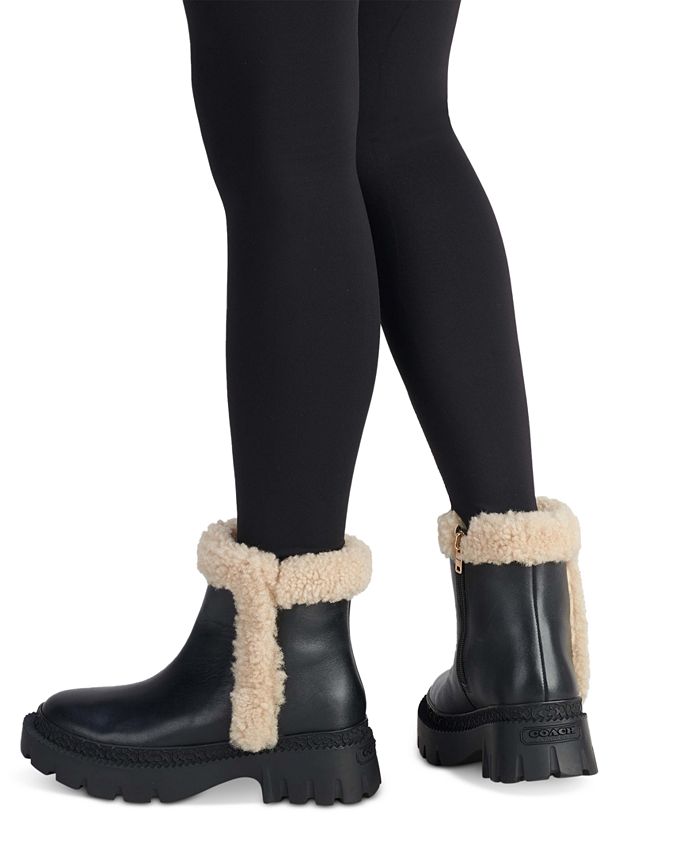 COACH Women's Jane Leather Lug-Sole Cozy Cold-Weather Booties - Macy's