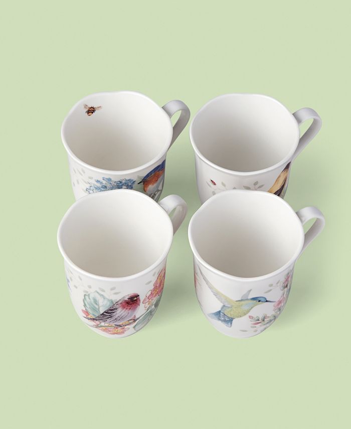 Lenox Butterfly Meadow Assorted Bird Flutter Mugs, Set of 4 - Macy's