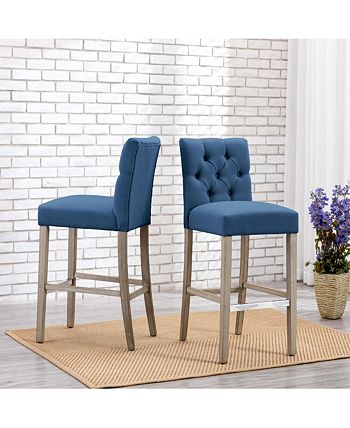 WestinTrends Linen Fabric Tufted Bar Stool (Set of 2) - Macy's