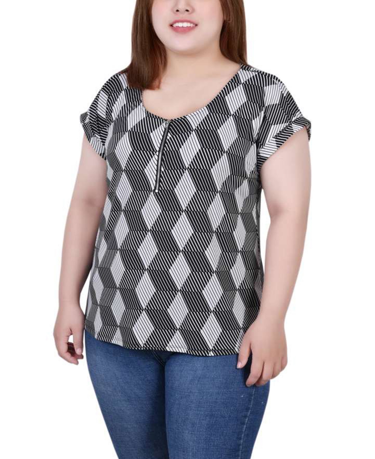 Click here for Ny Collection Plus Size Short Extended Sleeve Zip... prices