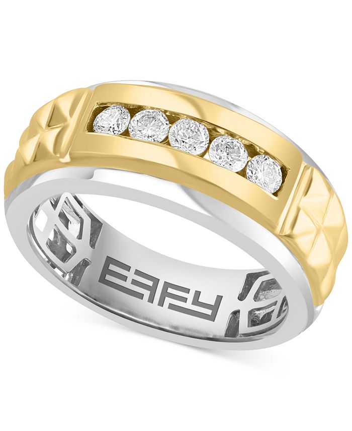 EFFY Collection EFFY® Men's Diamond Ring (1/2 ct. t.w.) in 14k Two-Tone ...