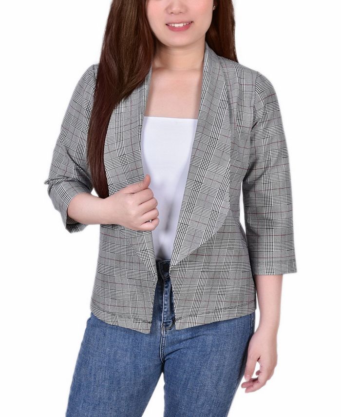 NY Collection Women's 3/4 Sleeve Ponte Jacket - Macy's