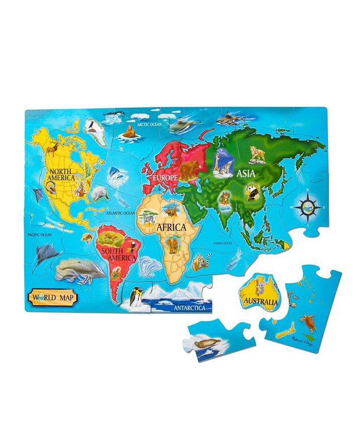Melissa and Doug Melissa & Doug World Map Jumbo Jigsaw Floor Puzzle ...