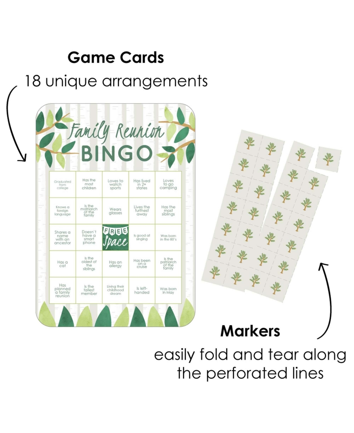 Big Dot Of Happiness Family Tree Reunion - Bingo Cards & Markers ...