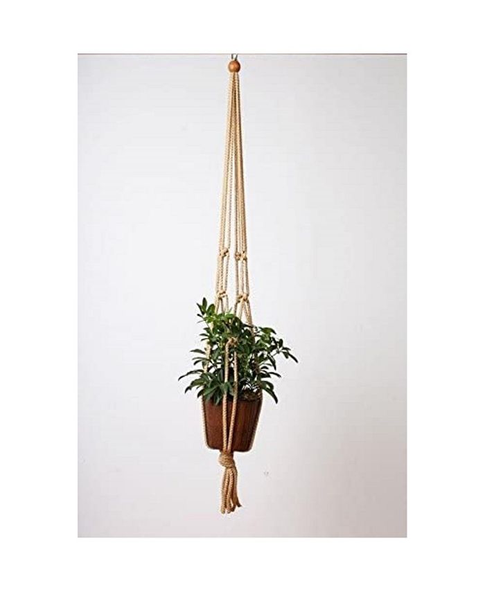 Primitive Planters Macrame Plant Hanger, Jute Tan, 36in - Macy's