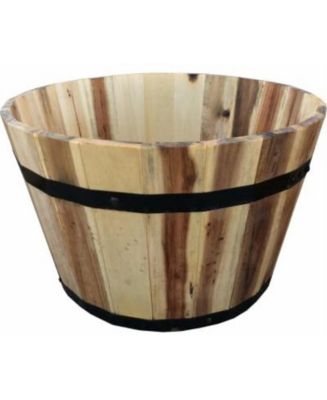 Avera Products Round Wood Barrel Planter 18” D x 11” H - Macy's