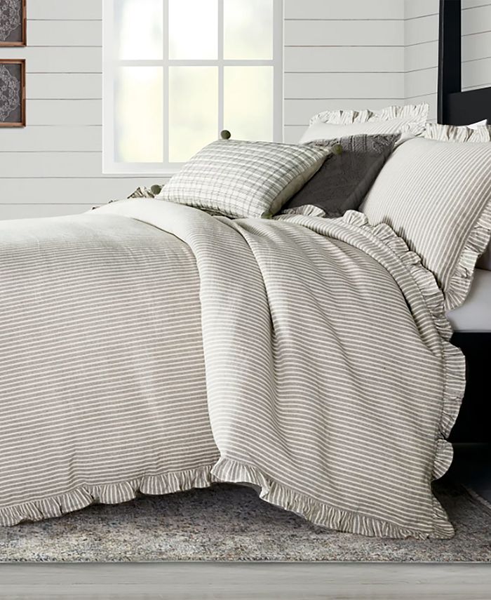 Sunham CLOSEOUT! Stripe Ruffle King 3 Piece Comforter Set - Macy's