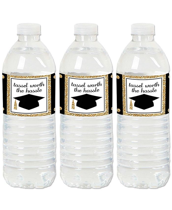 Big Dot of Happiness Gold - Tassel Worth The Hassle - Graduation Water ...