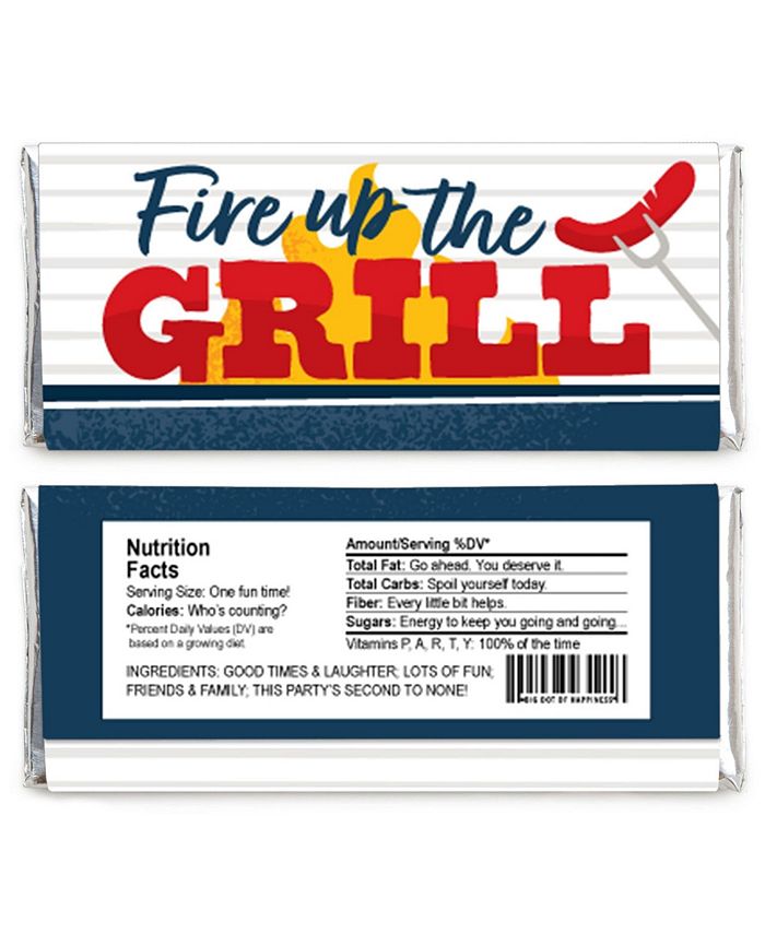 Big Dot of Happiness Fire Up the Grill - Candy Bar Wrapper Summer BBQ ...