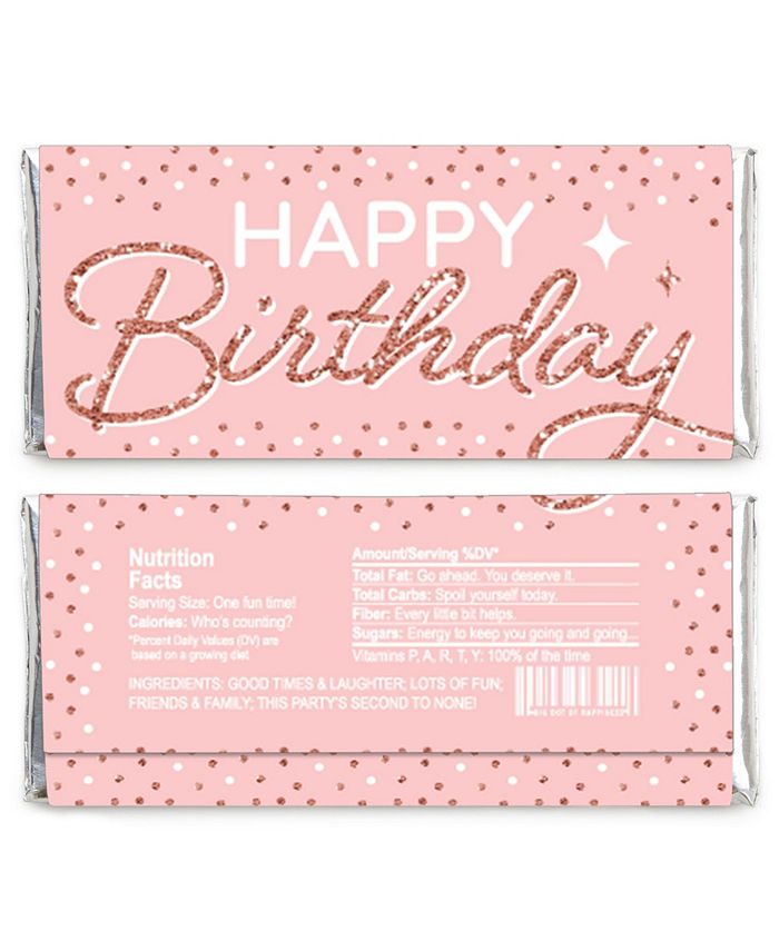 Big Dot of Happiness Pink Rose Gold Birthday - Candy Bar Wrapper Happy ...
