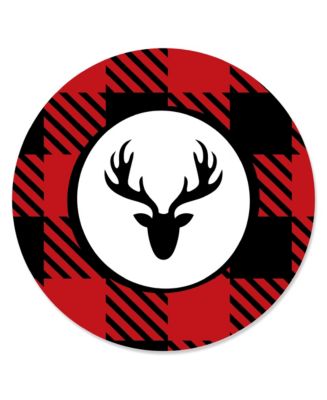 Prancing Plaid - Christmas Buffalo Plaid Party Circle Sticker Labels ...