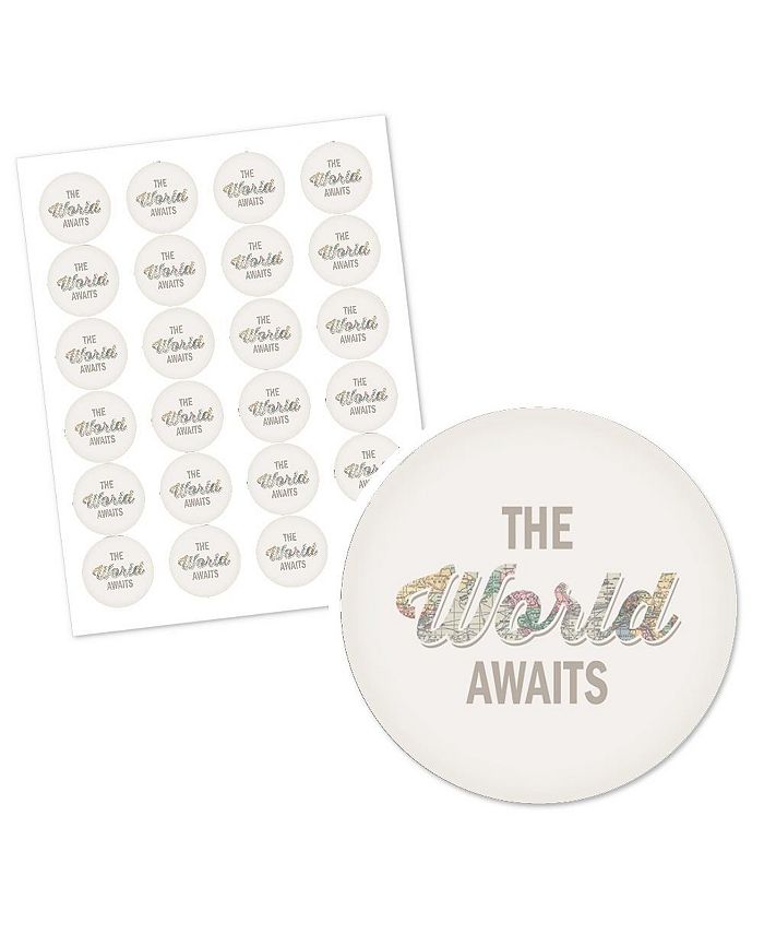Big Dot of Happiness World Awaits - Travel Themed Party Circle Sticker ...