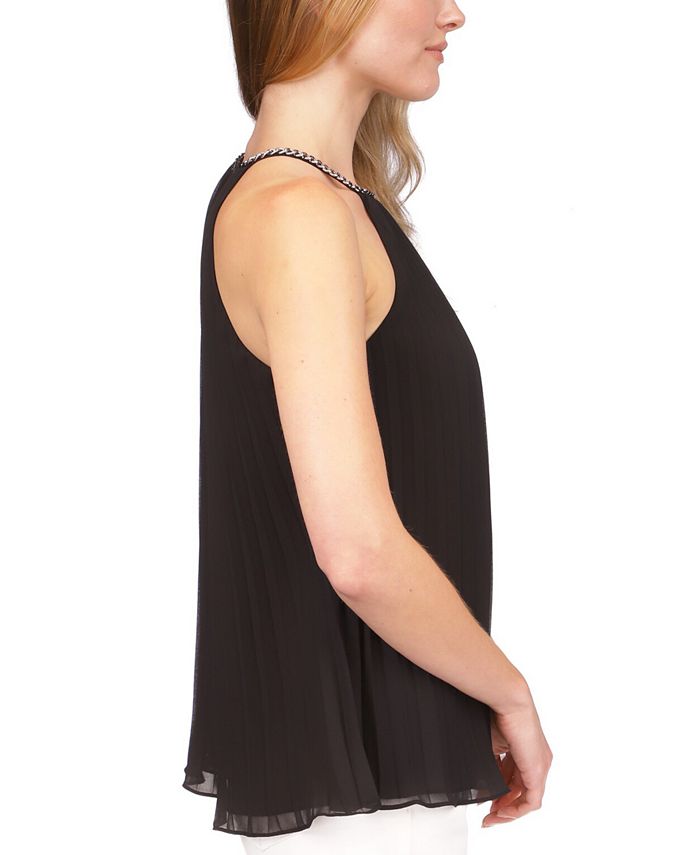 Michael Kors Women's Solid Pleated Chain Halter Top & Reviews - Tops ...