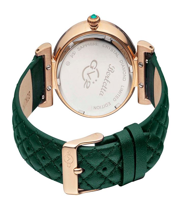 GV2 by Gevril Women's Berletta Swiss Quartz Diamond Accents Green Watch ...