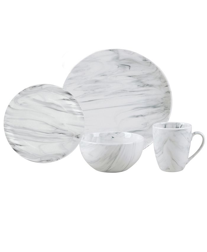 Lorren Home Trends Marble 16 Piece Service for 4 Dinnerware Set - Macy's