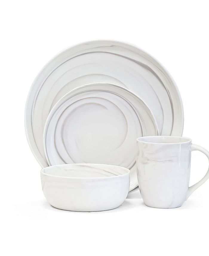 Over and Back Marble Dinnerware 16 Piece Set, Service for 4 & Reviews ...
