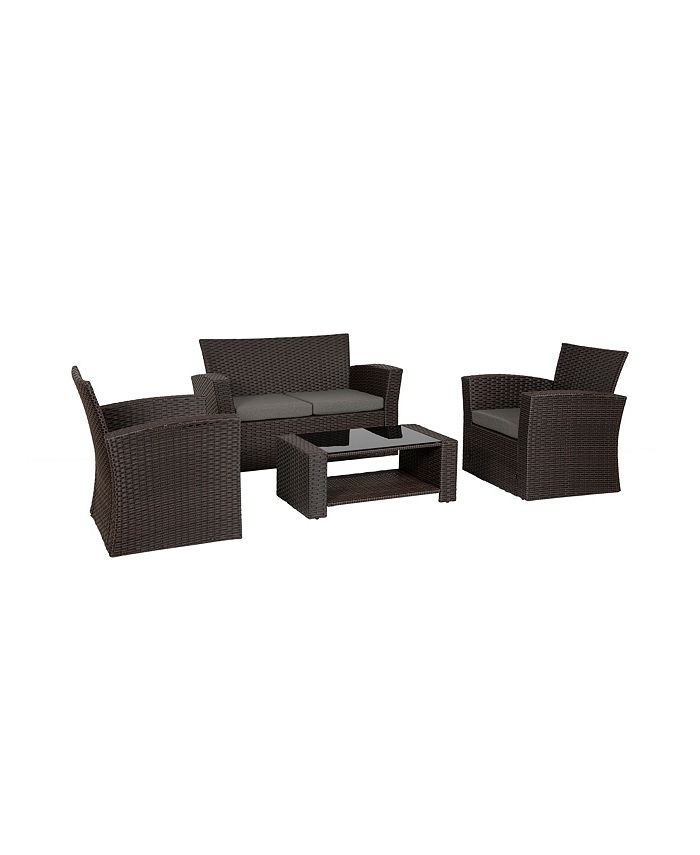 WestinTrends 4-Piece Modern Patio Conversation Sofa Set with Cushions ...