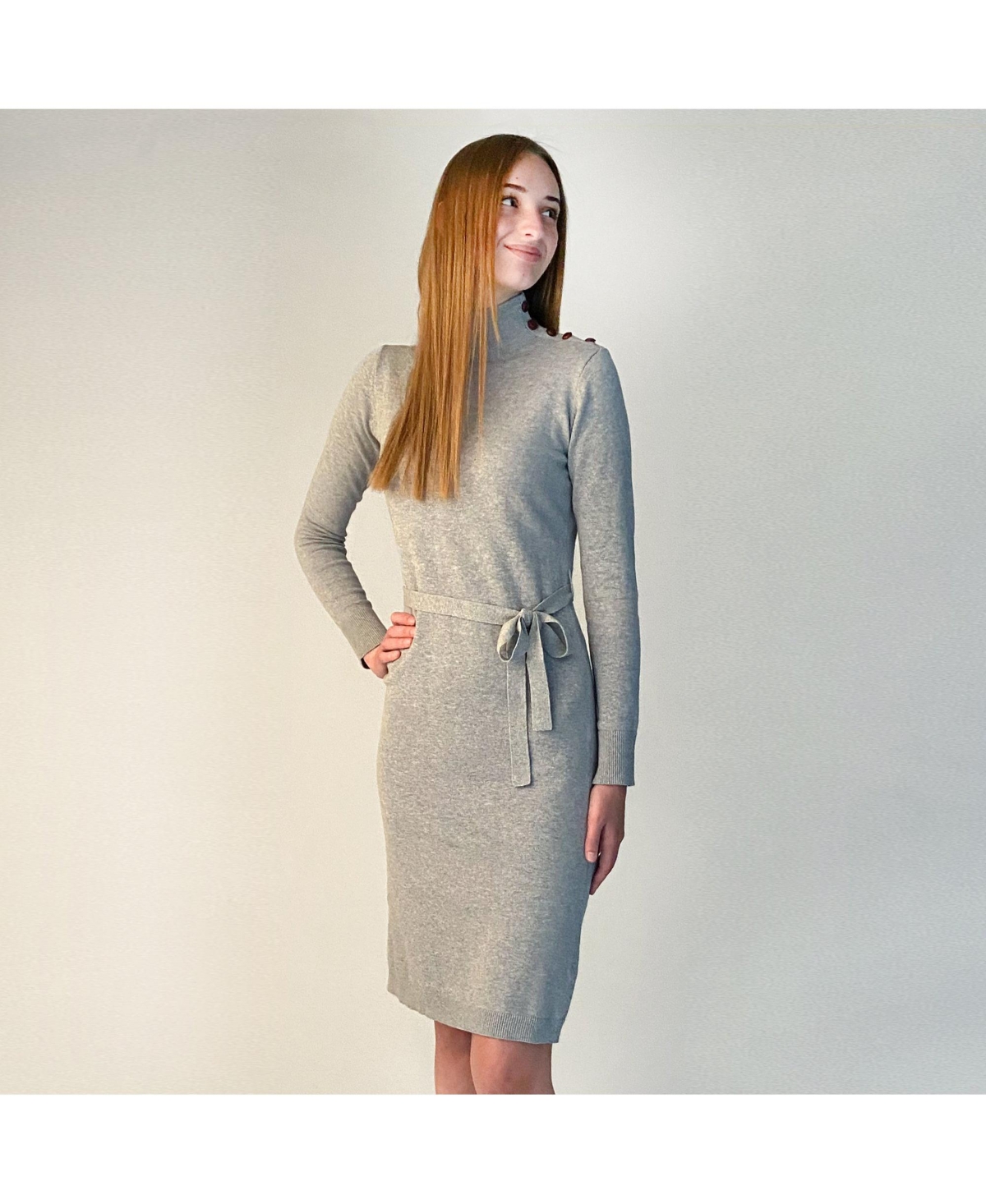 Click here for Hope & Henry Womens Mock Neck Sweater Dress with B... prices