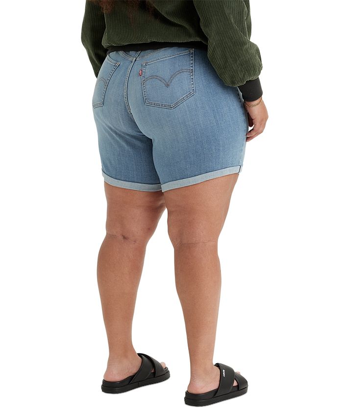 Levi's Trendy Plus Size Mid-Length Stretch Denim Shorts - Macy's