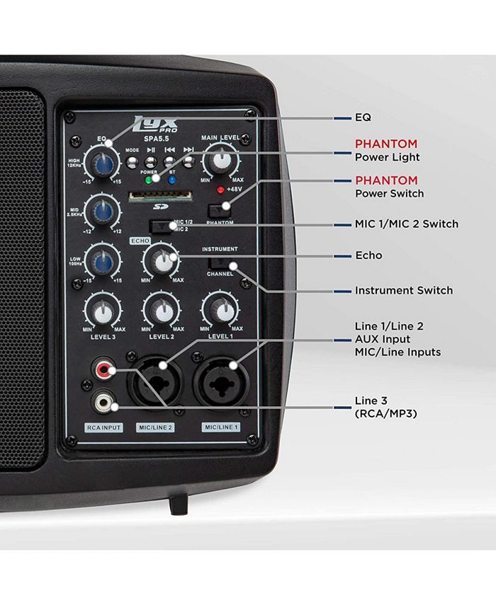 Lyxpro 5.5" Small PA Speaker, Class-D PA Speaker System Amplifier - Macy's