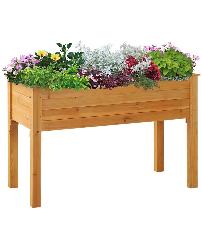 Outsunny Rectangular Raised Garden Bed Vegetable Planter Gardening ...