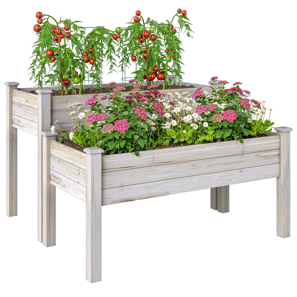 Click here for Outsunny 2 Tier Raised Garden Bed  Elevated Wooden... prices