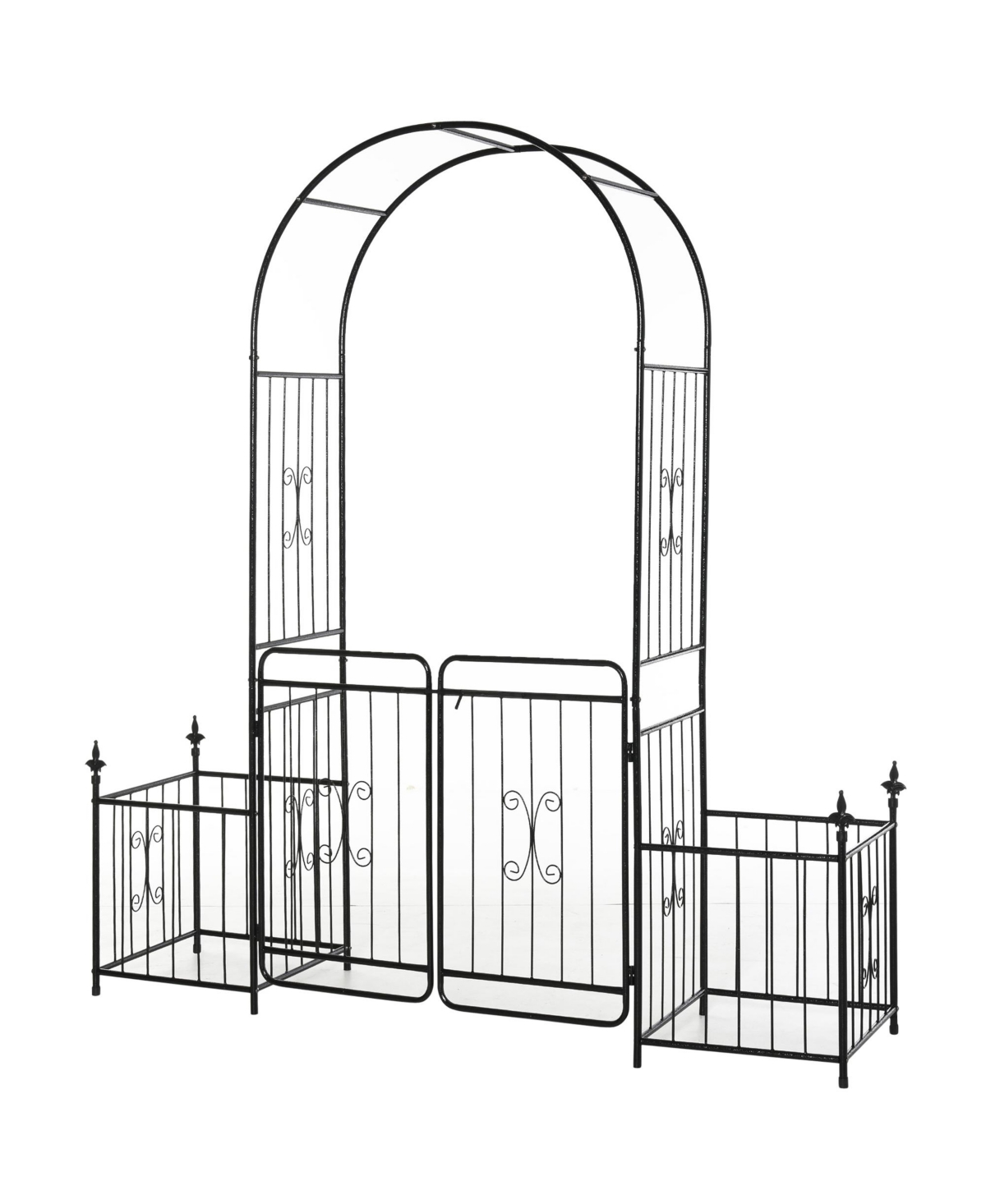Click here for Outsunny 87in Metal Garden Arbor Arch Gate w/ 2 Si... prices
