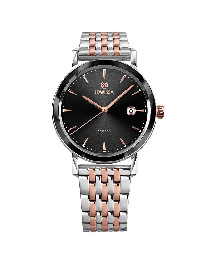 Jowissa Magno Swiss Rose Gold Plated Men's 40mm Watch - Black & Rose ...