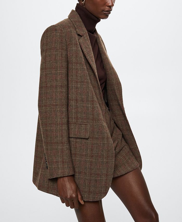 MANGO Women's Check Suit Blazer - Macy's
