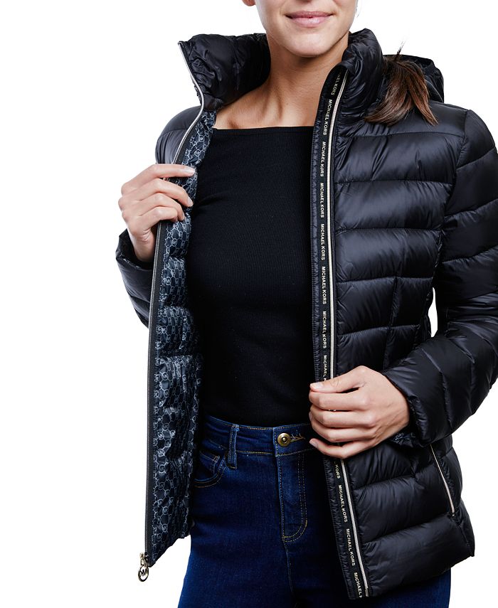 Michael Kors Women's Hooded Packable Down Shine Puffer Coat, Created for Macy's - Macy's