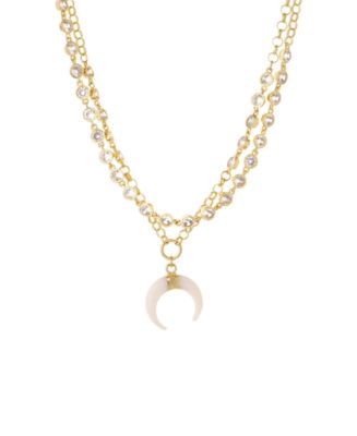 ETTIKA Crystal Dotted Horn Necklace in 18K Gold Plating Set, 2 Piece ...