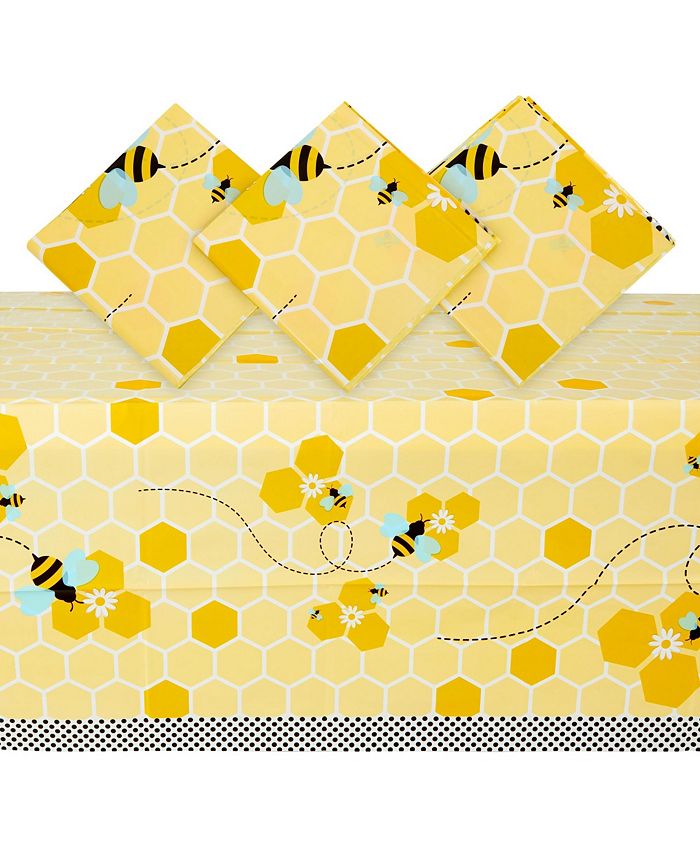 Blue Panda 3 Pack Bee Tablecloth, for Kids Birthday Party, Baby Shower ...