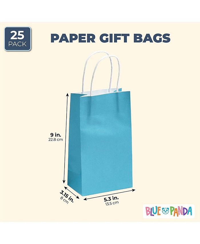 Blue Panda 25 Pack Party Blue Gift Bags with Handles for Birthday Party ...