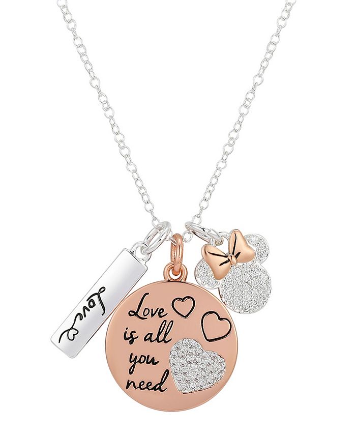 Disney Cubic Zirconia Minnie Mouse Charm Necklace (0.01 ct. t.w.) in ...