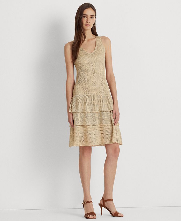 Lauren Ralph Lauren Women's Pointelle-Knit Drop-Waist Dress - Macy's