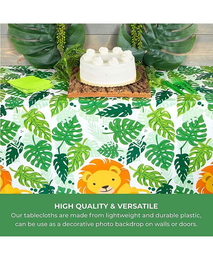 Blue Panda Plastic Lion Tablecloth for Safari Birthday Party ...