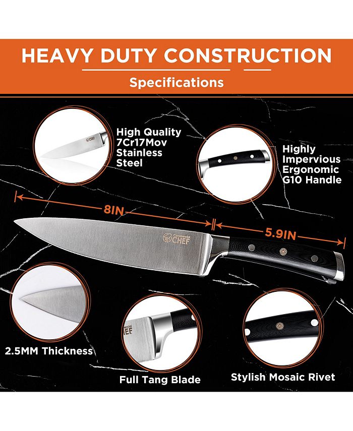 Commercial Chef Professional 8" Chef Knife with Sharpener - Macy's